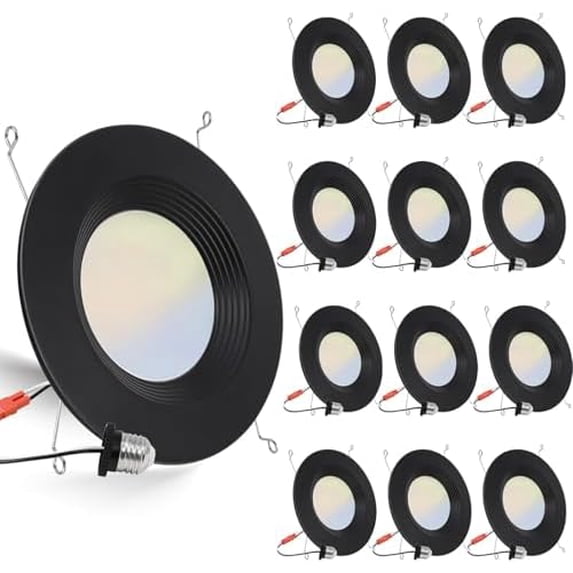 12 Pack 5/6 Inch 5CCT Black LED Recessed Lighting Retrofit, 2700K/3000K ...