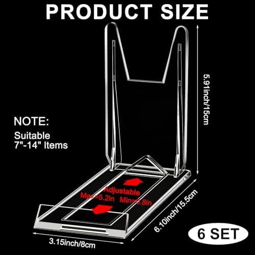 12 Pack 5.91 Inch Acrylic Book Stand for Display Adjustable Clear ...