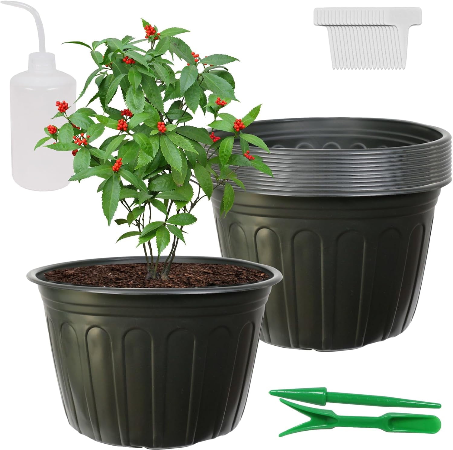 12-Pack 5 Gallon Flexible Plastic Plant Pots,Thickened Soft Seed ...
