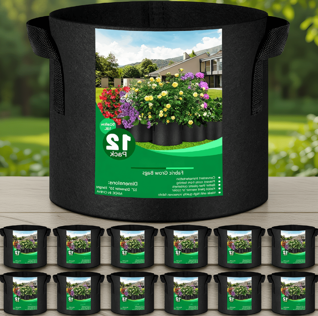 12-Pack 5 Gallon Non-Woven Fabric Grow Bags with Handles, Aeration ...