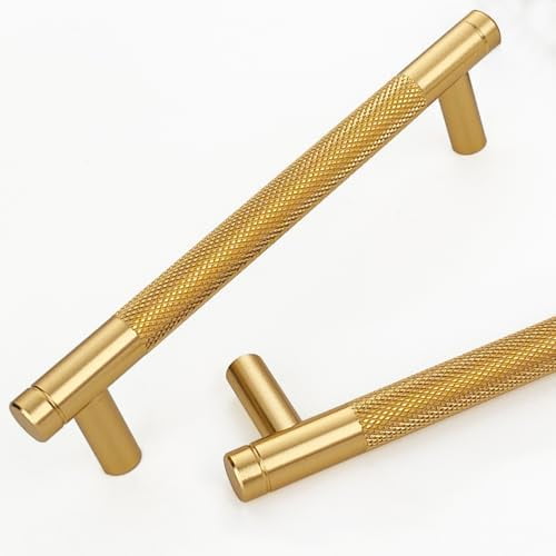 12 Pack 5 Inch 128 mm Gold Knurled Cabinet Handles Cabinet Pulls ...
