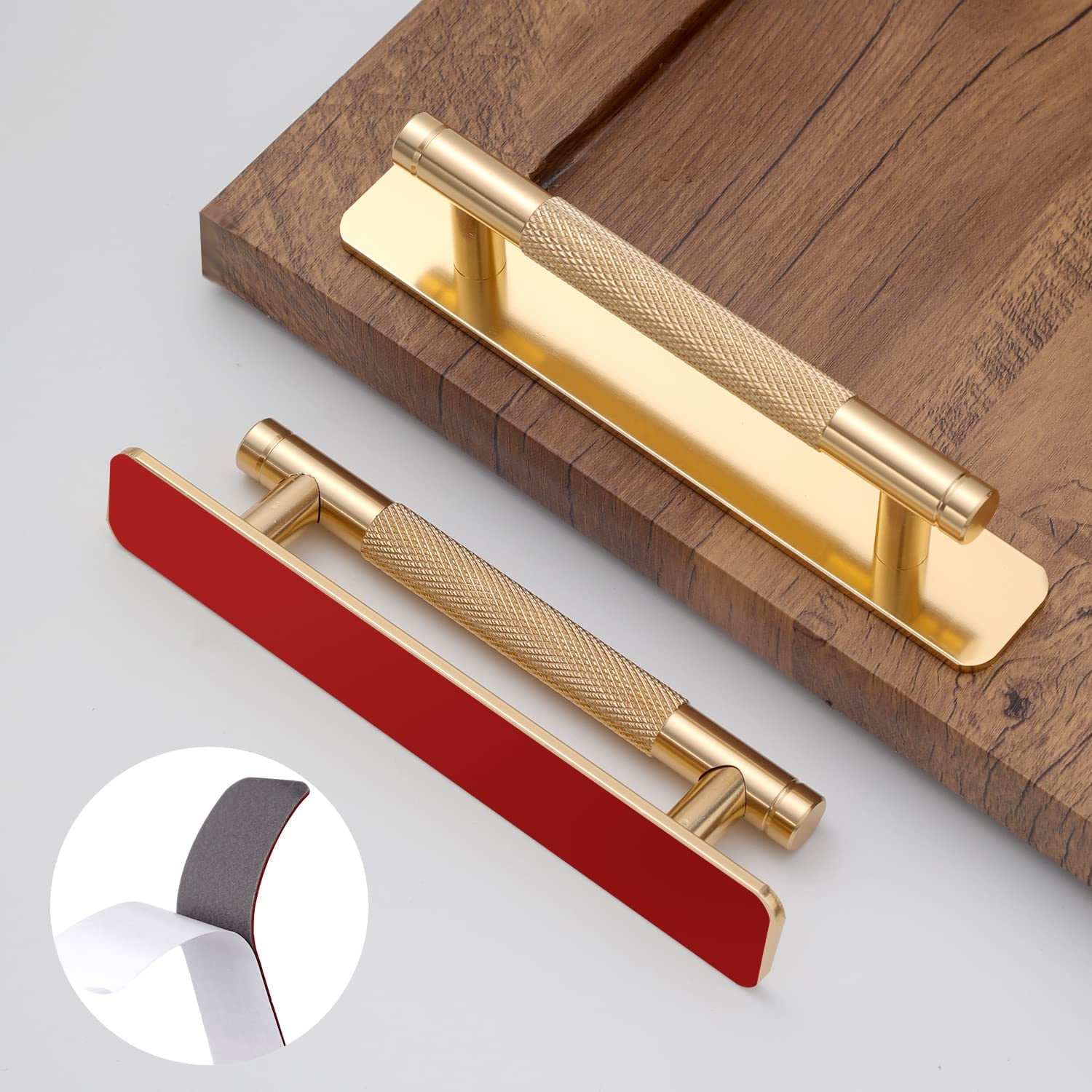 12 Pack 5 Inch 128 mm Self-adhesive Gold Barrel Knurled Cabinet Handles ...