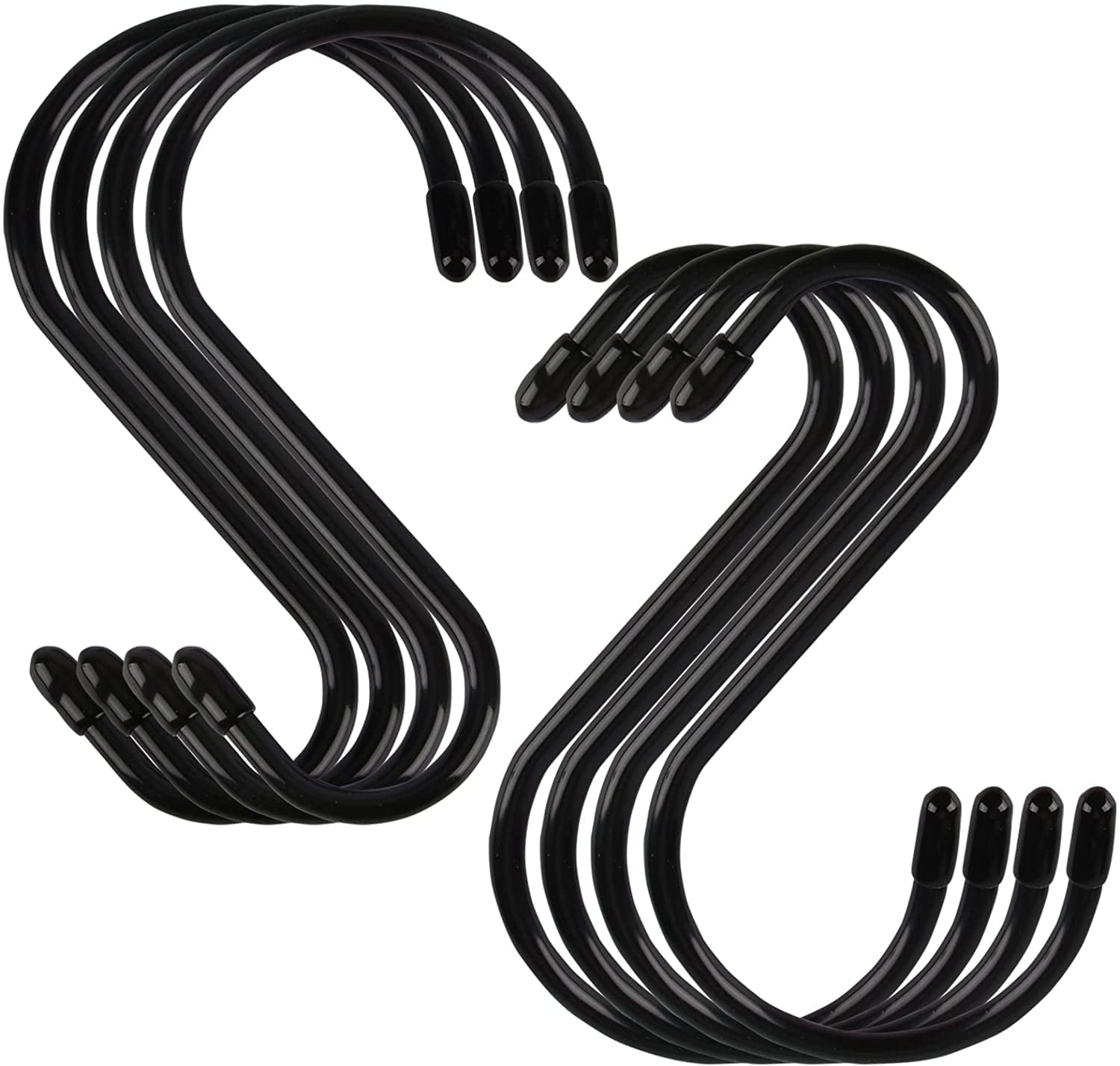 12 Pack 5 inch S Hook, Vinyl Coated S Hooks with Rubber Stopper Non ...