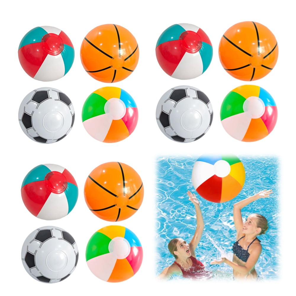 12 Pack 5-inch Summer Inflatable Beach Balls Bulk Rainbow Swimming Pool ...