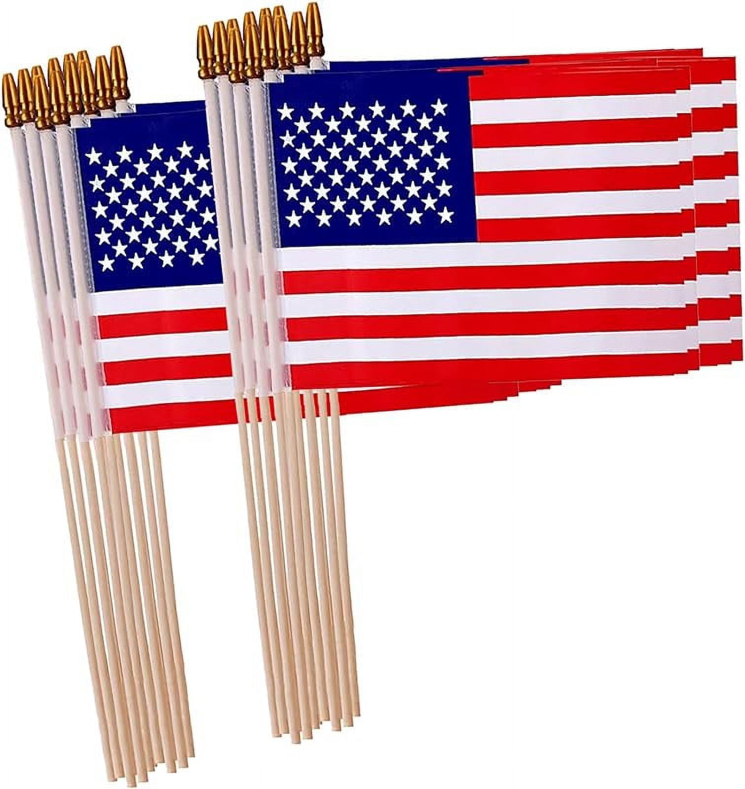 12 Pack 5x8 Inch Small American Flags on stick, Stick Flags with Kid ...