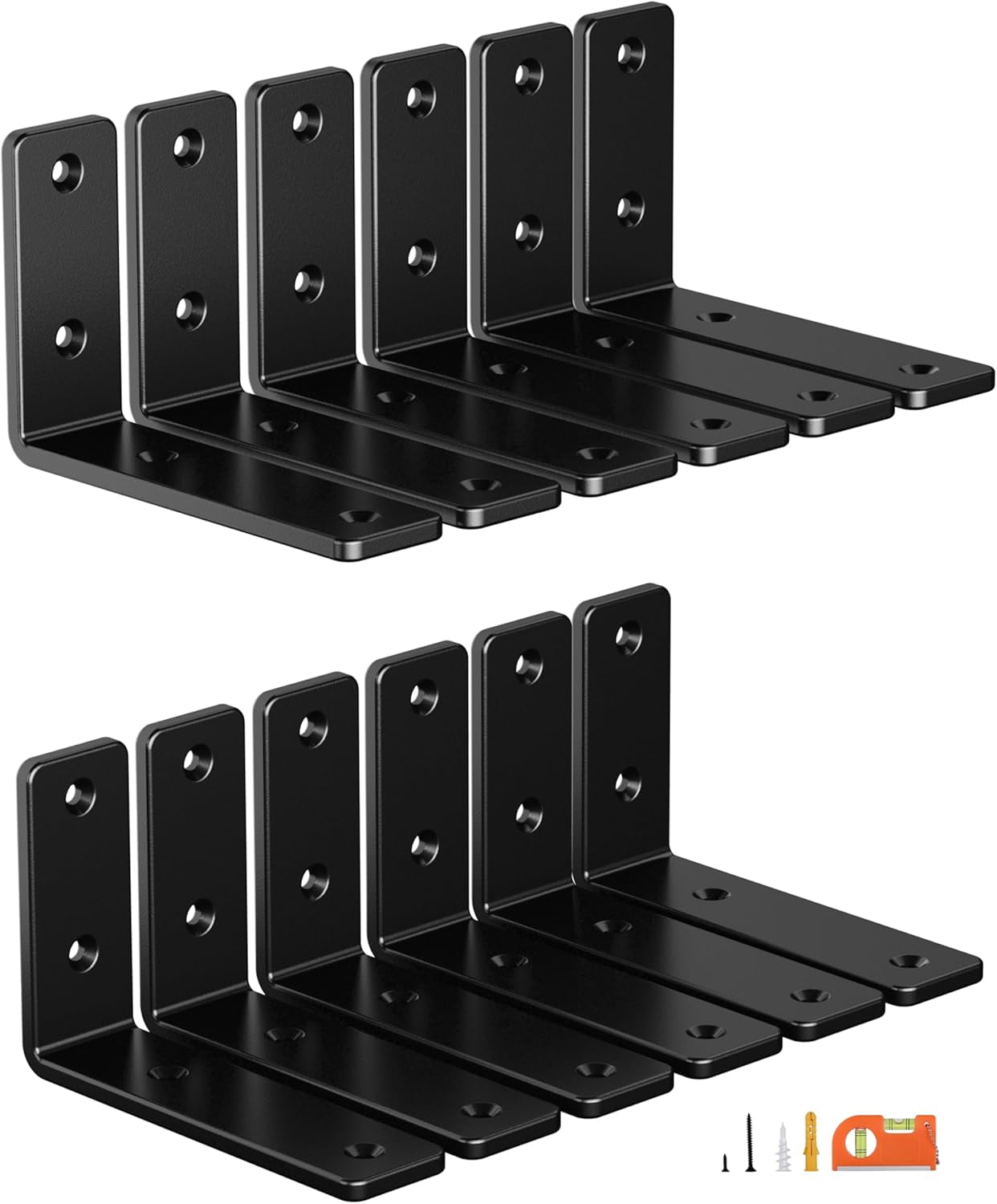 12-Pack 6 Inch Heavy Duty Shelf Brackets, Premium Floating L Bracket ...