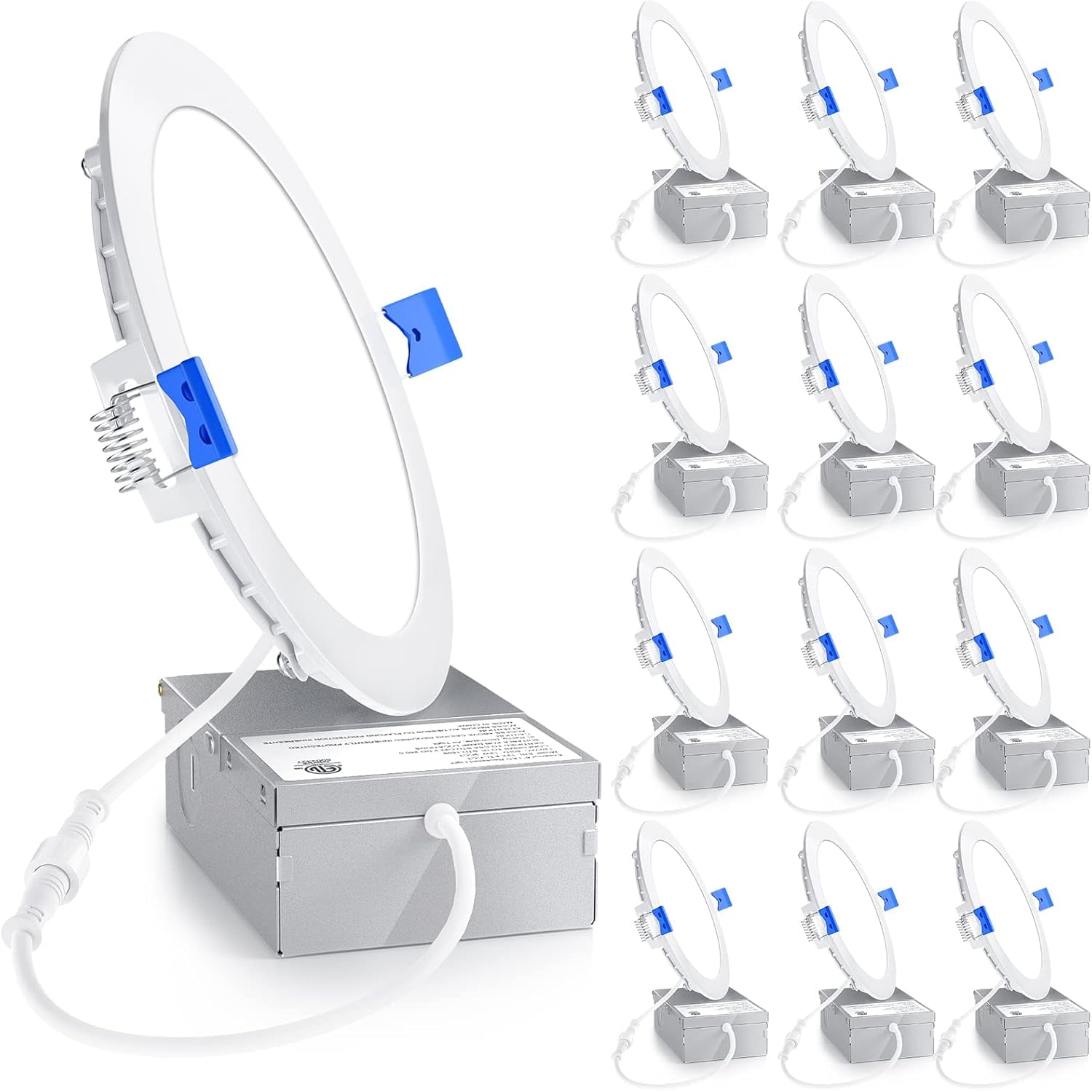 12 Pack 6 Inch LED Recessed Light, Dimmable, 6000K Clear White, 1200LM ...