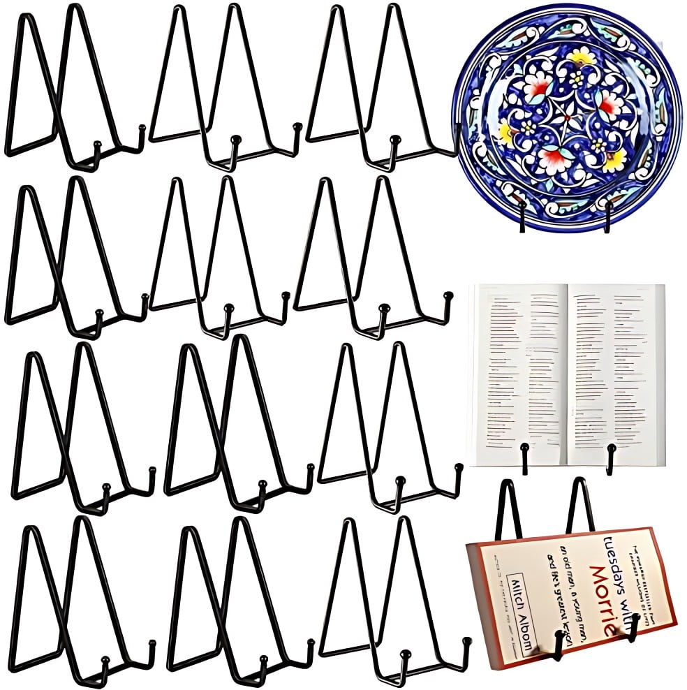 12-Pack 6-Inch Plate Stands for Display, Reusable Metal Easel Holders ...