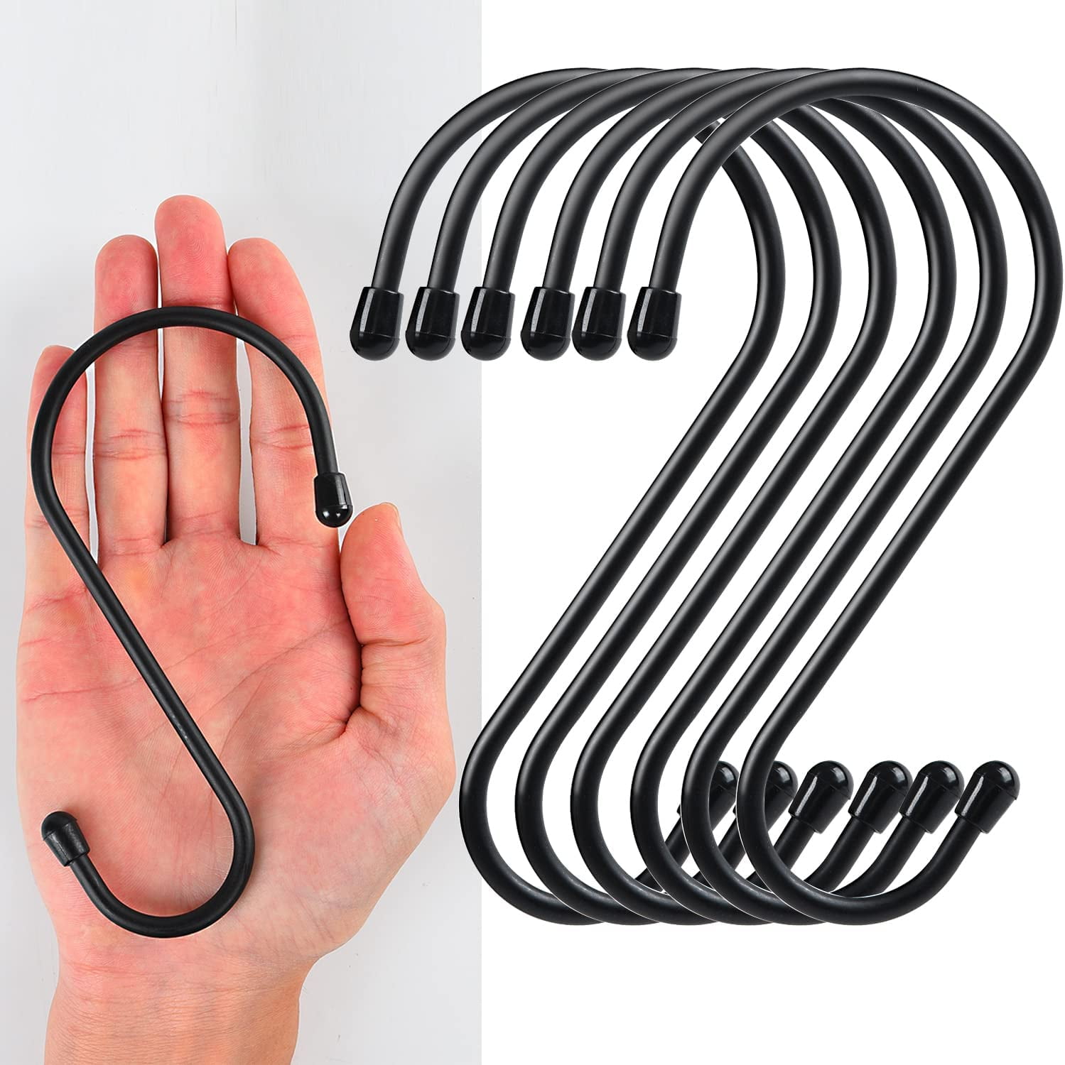 12 Pack 6 Inch S Hooks, Large S Hooks with Rubber Stopper Heavy Duty ...