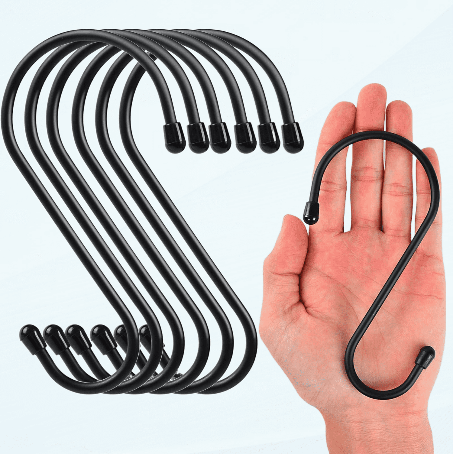 12 Pack 6 Inch S Hooks, Large S Hooks with Rubber Stopper Heavy Duty ...