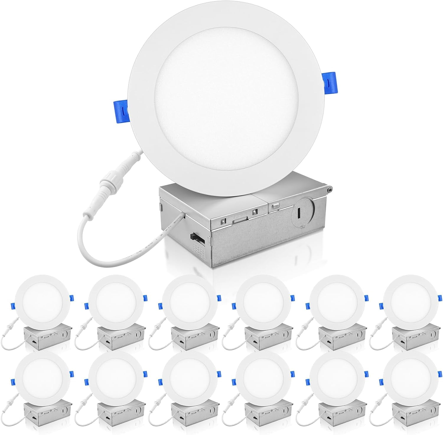 12 Pack 6 Inch Slim LED Recessed Lighting with Junction Box, 5000K ...