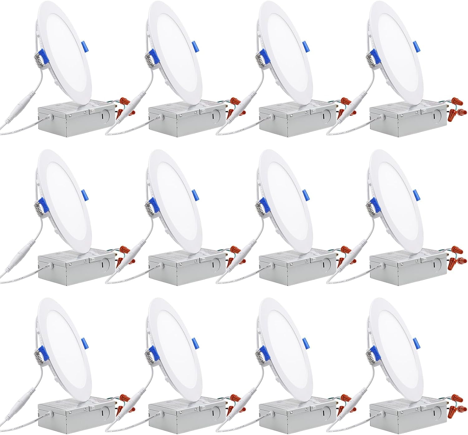 12-Pack 6 Inch Ultra-Thin LED Recessed Lighting with J-Box, 4000K Cool ...