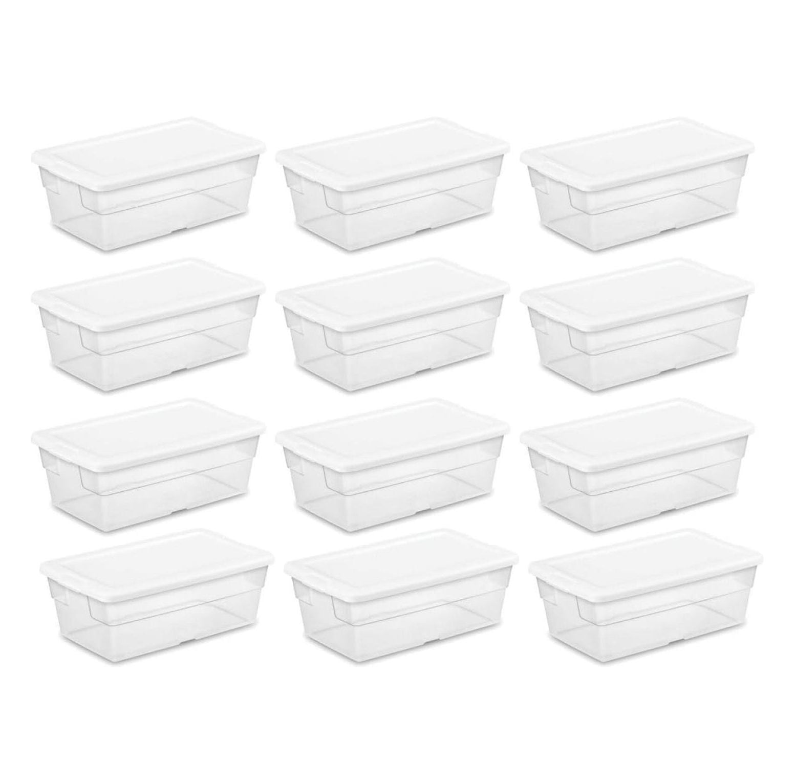 12 Pack 6 Qt Storage Box, Stackable Bin with Lid, Plastic Container to ...