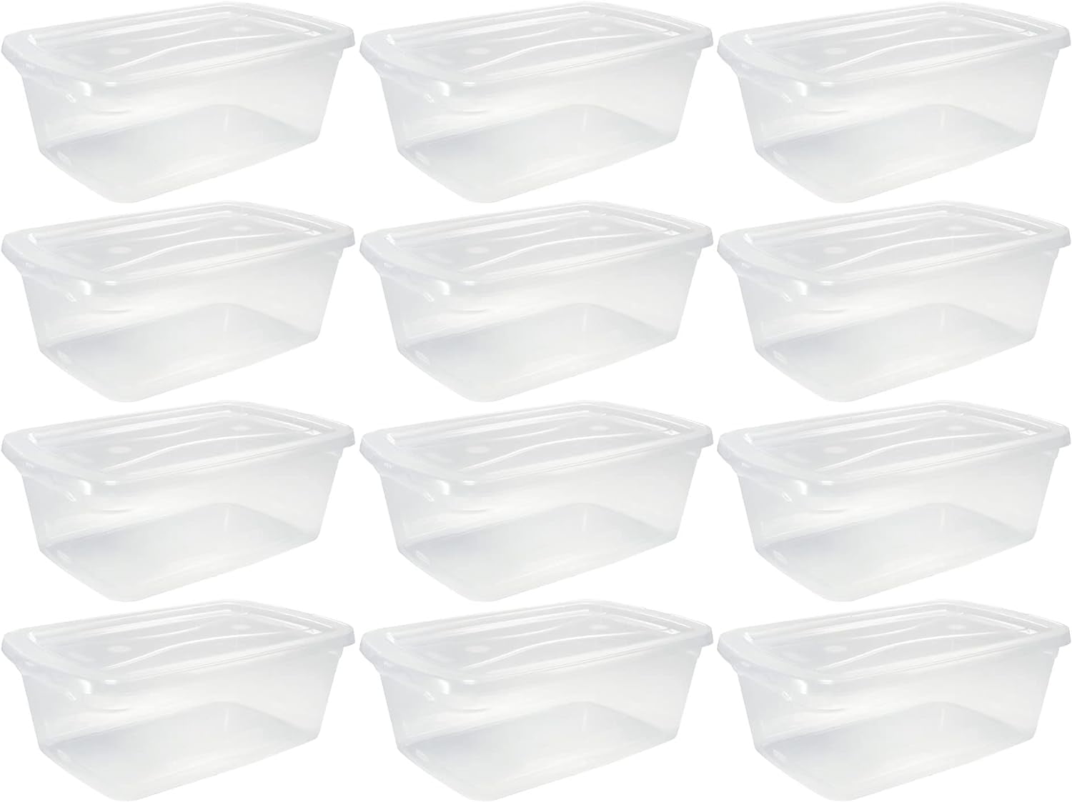 12-Pack 6 Quart Clear Plastic Storage Tote Containers with Lids for ...
