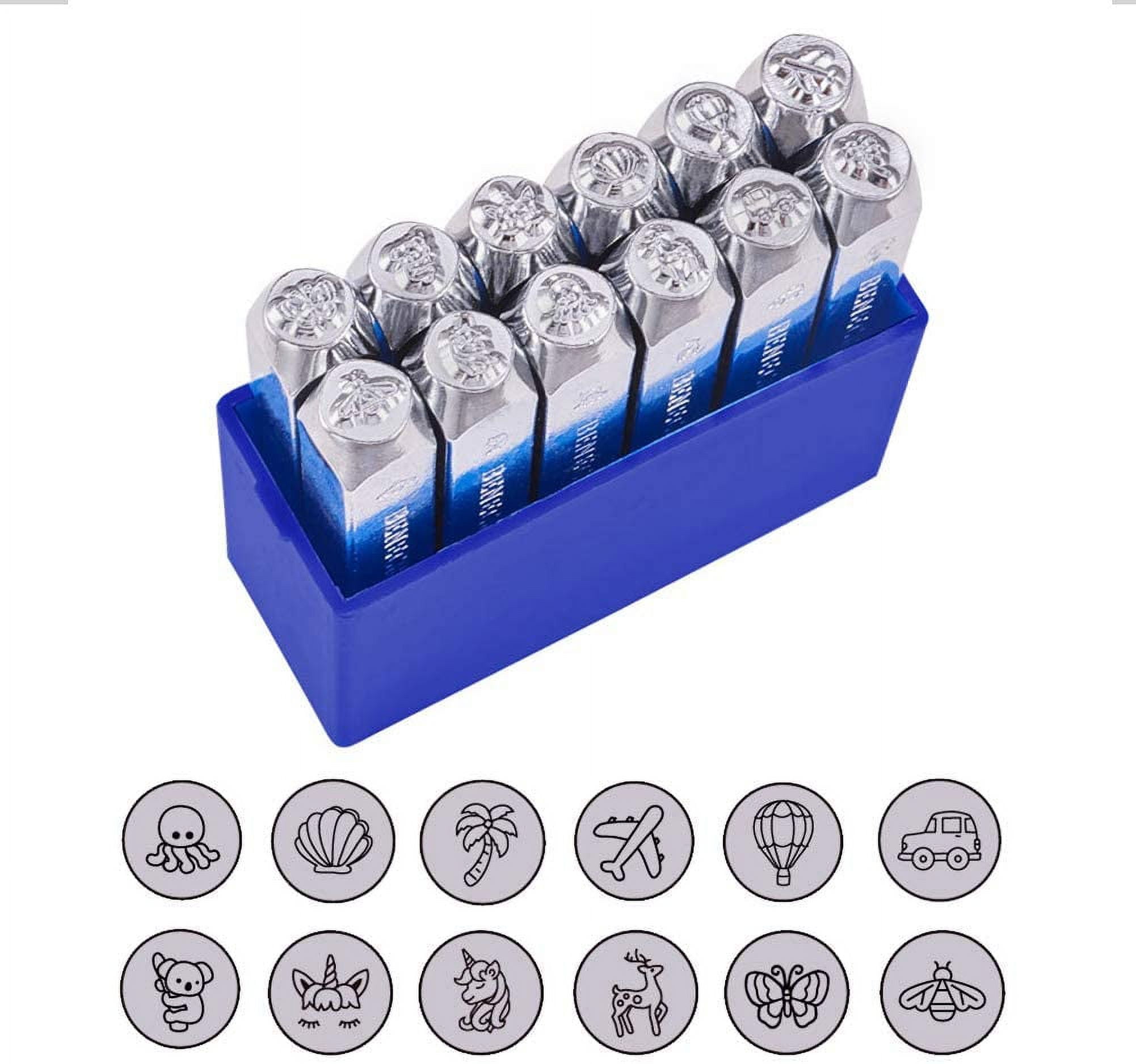 12 Pack (6mm 1/4") Metal Design Stamps Punch Stamping Tool (Holiday ...