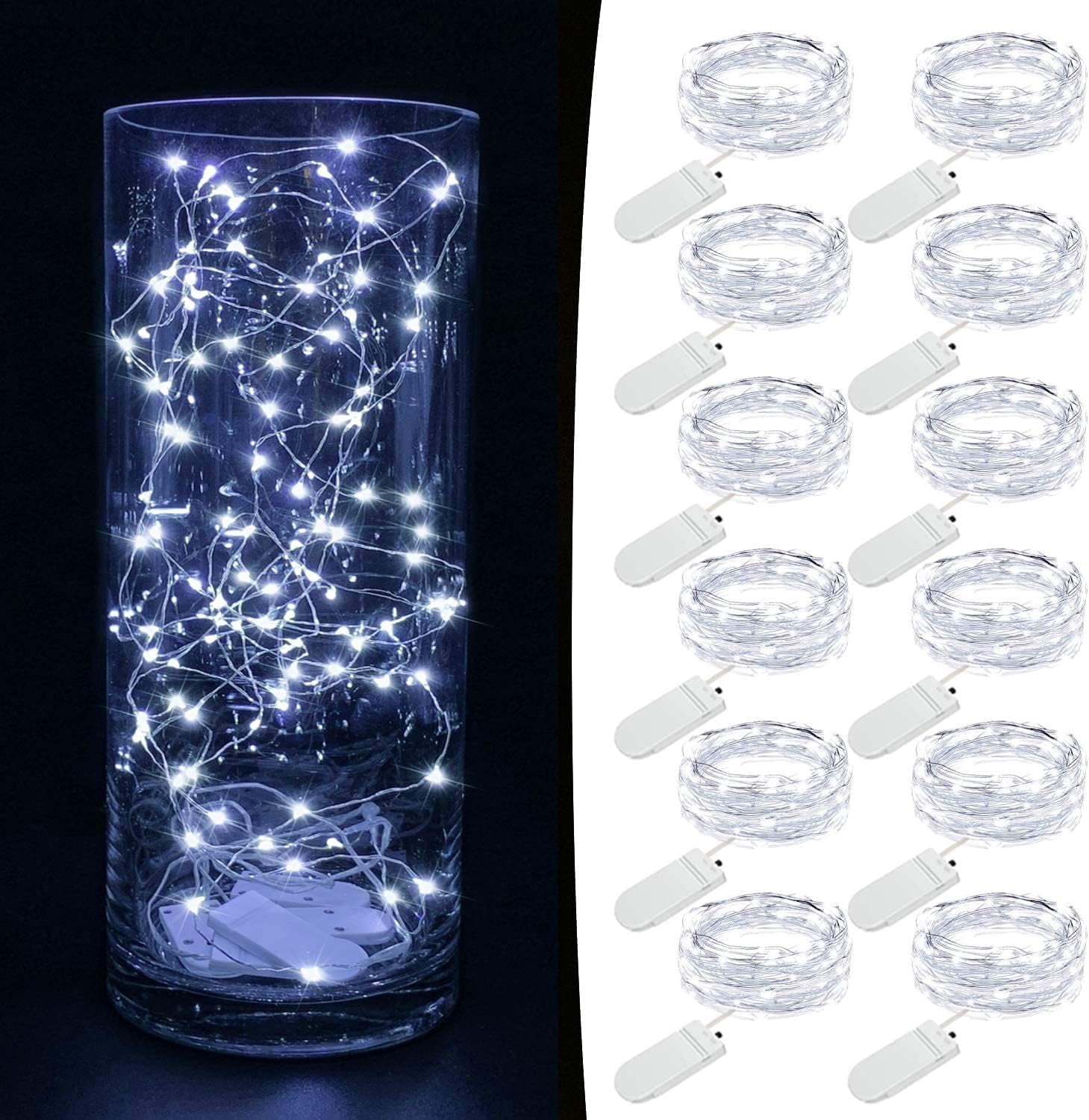 12 Pack 7.2ft Fairy Lights Battery Operated String Lights, 20 Mini LED ...