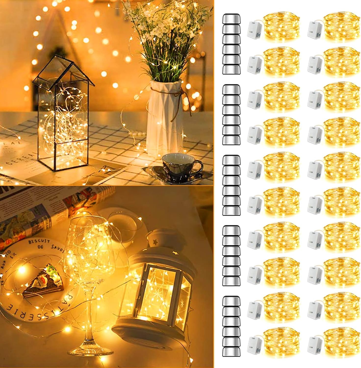 12 Pack 7.2ft Fairy Lights Battery Operated String Lights, 20 Mini LEDs ...