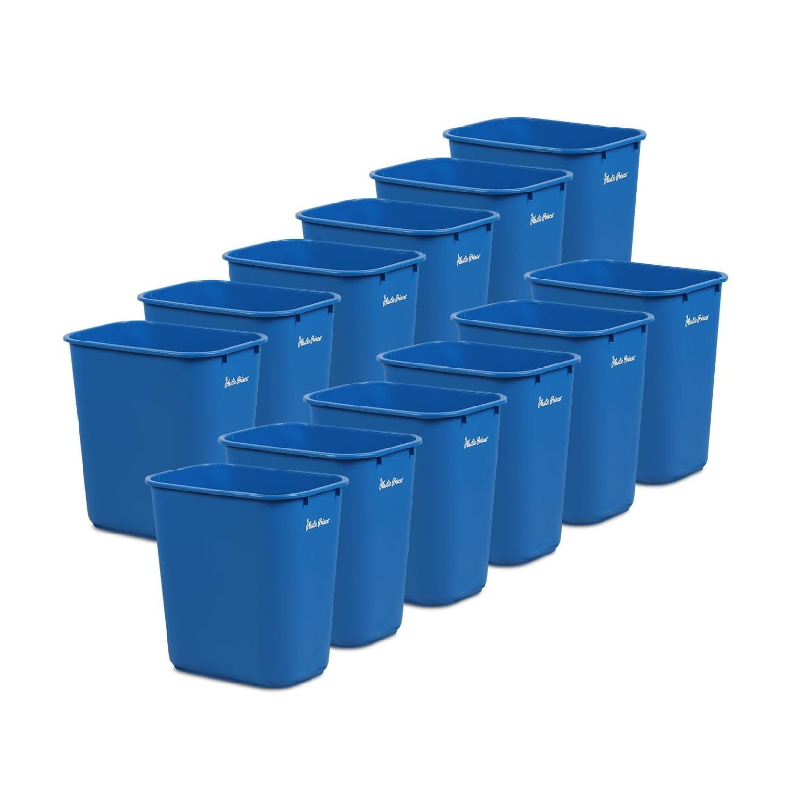 (12 Pack) 7 Gallon/28 Qt Wastebasket, Blue Plastic Rectangular, Trash ...