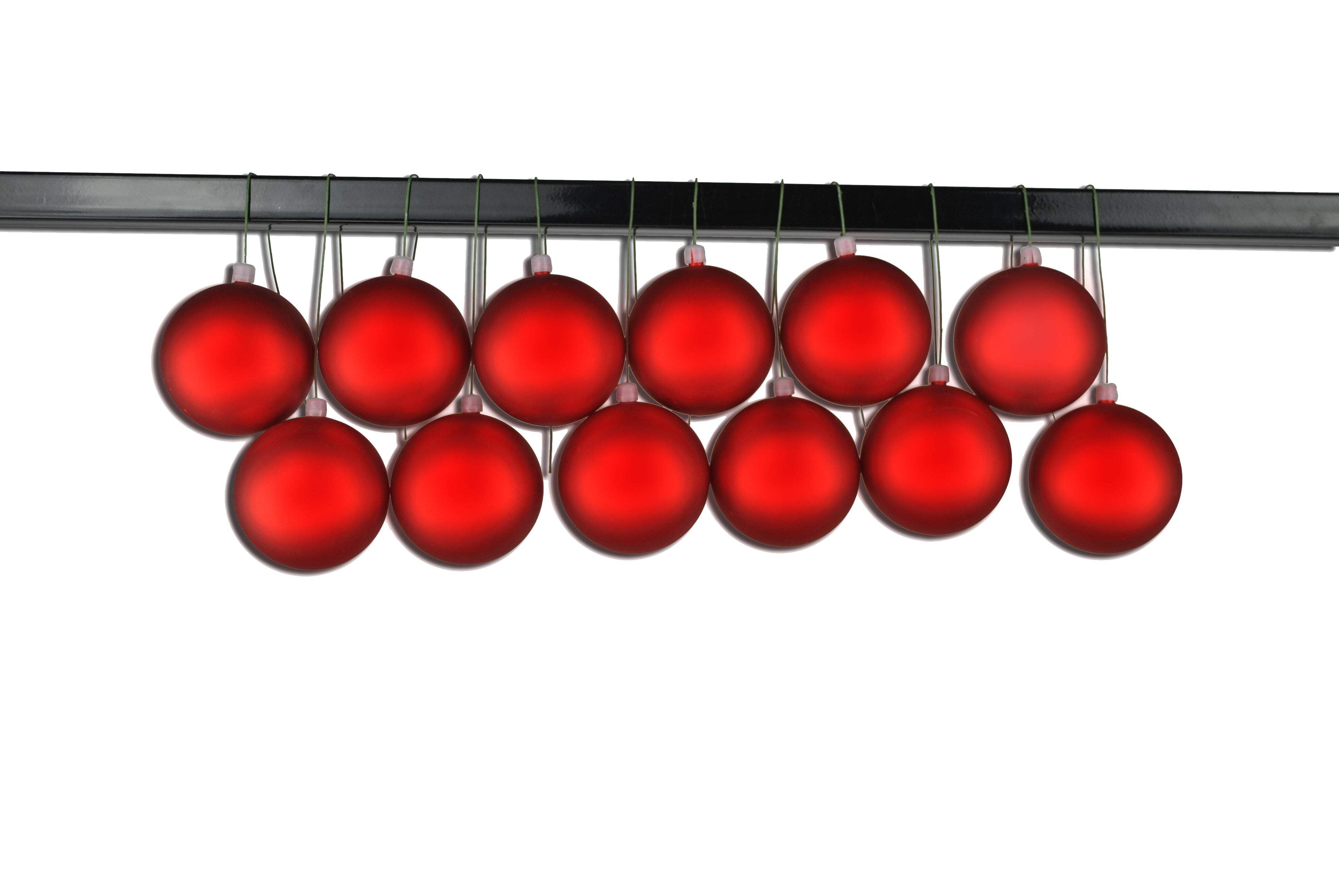 12 Pack 70mm 2.75" Matte Red Ball Ornament UV Coated with Wire ...