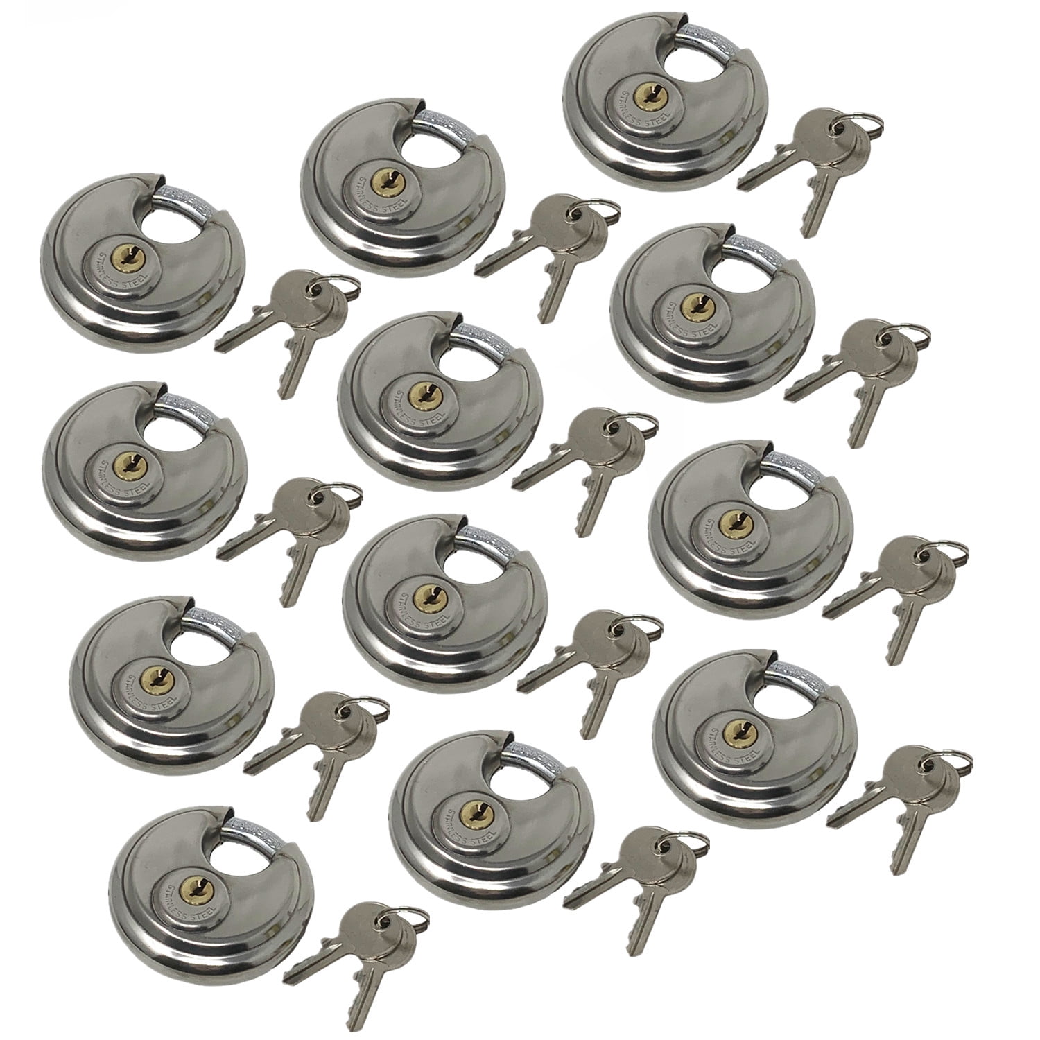 12 Pack 70mm Stainless Steel Armor for Trailer, Round Padlock with ...