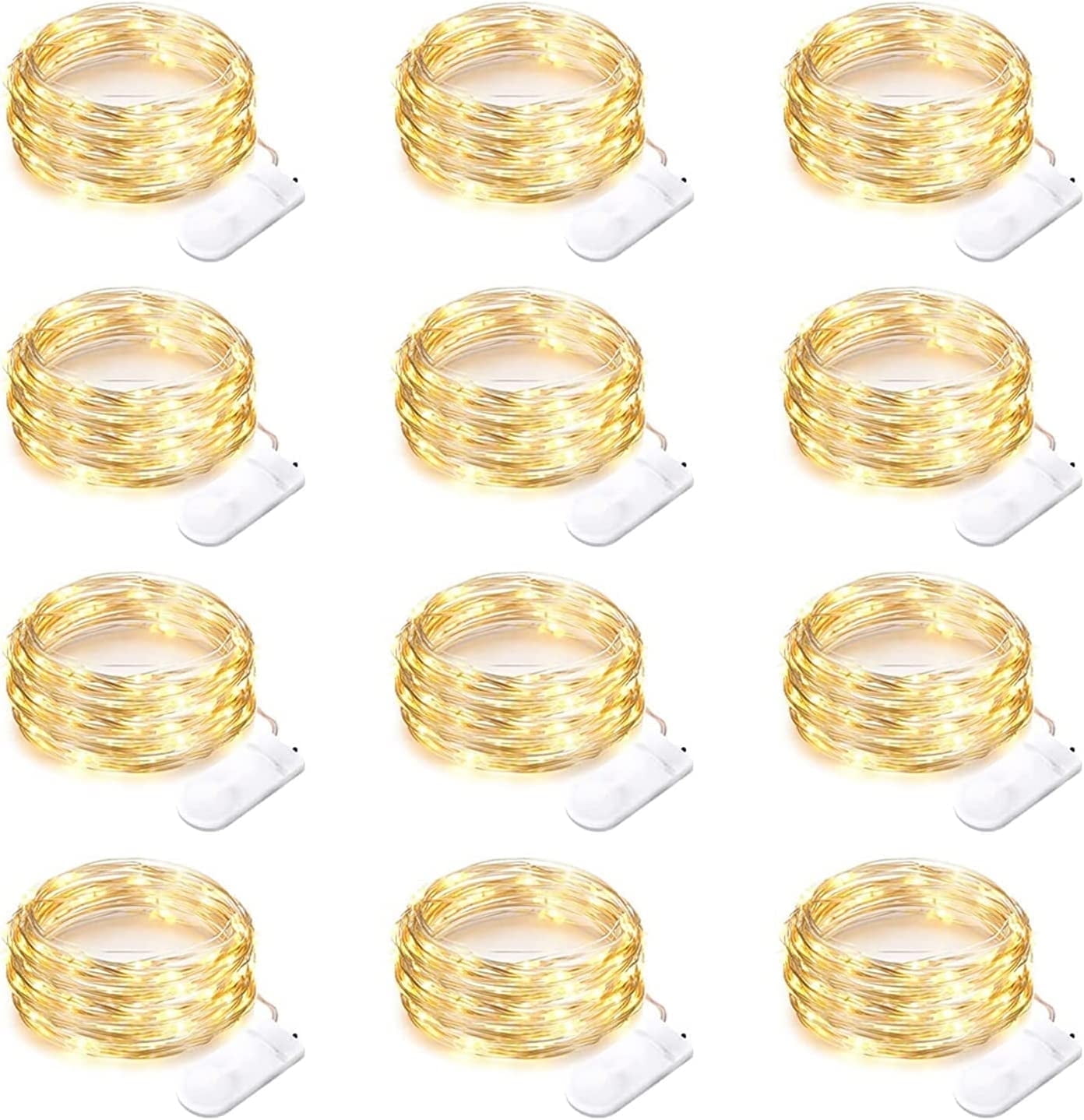 12 Pack Waterproof Fairy Lights, 20 LED, Battery Operated, for ...