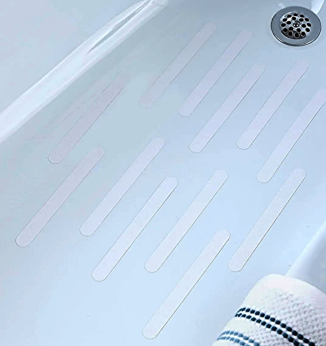 12 Pack 8" Bathtub Shower Safety Self Adhesive Treads Non Slip Strips ...