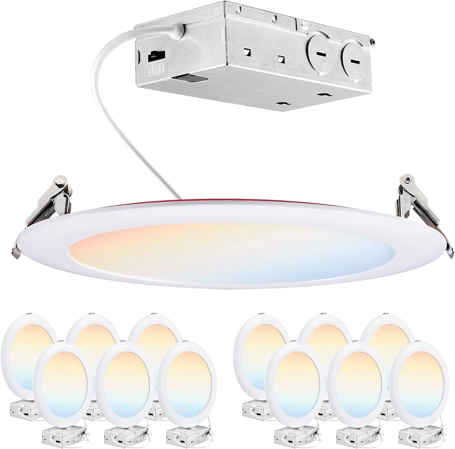 (12 Pack) 8 Inch Fire Rated LED Recessed Ceiling Light 5CCT Selectable ...