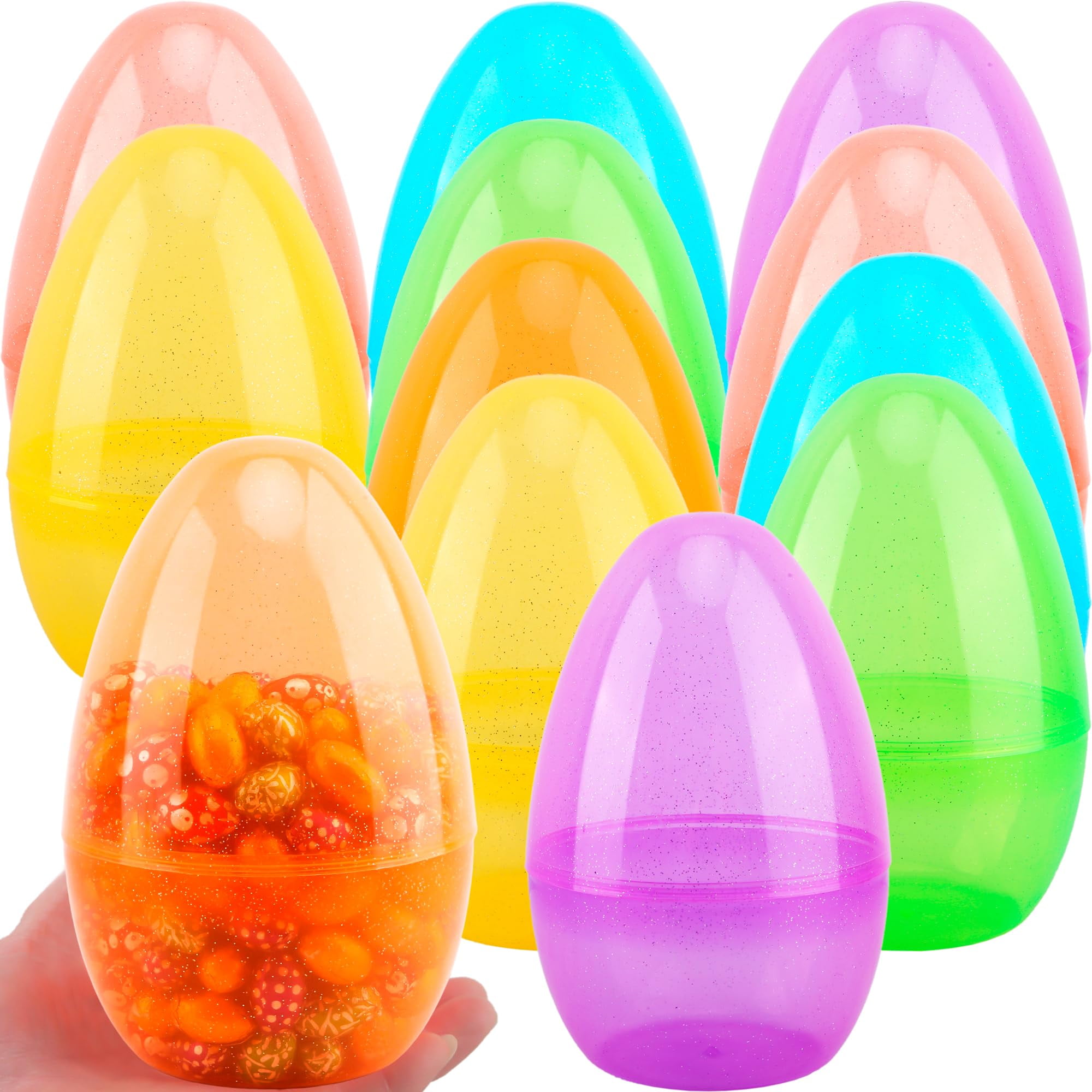12 Pack 8 Inch Jumbo Easter Eggs Plastic Translucent Easter Egg Giant ...