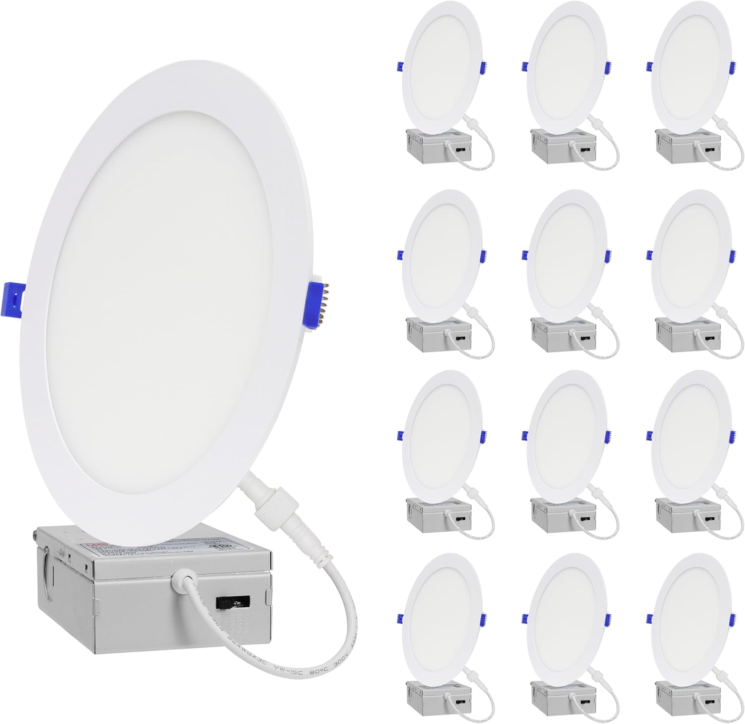 12-Pack of 8-Inch Slim LED Recessed Lights with Junction Box ...