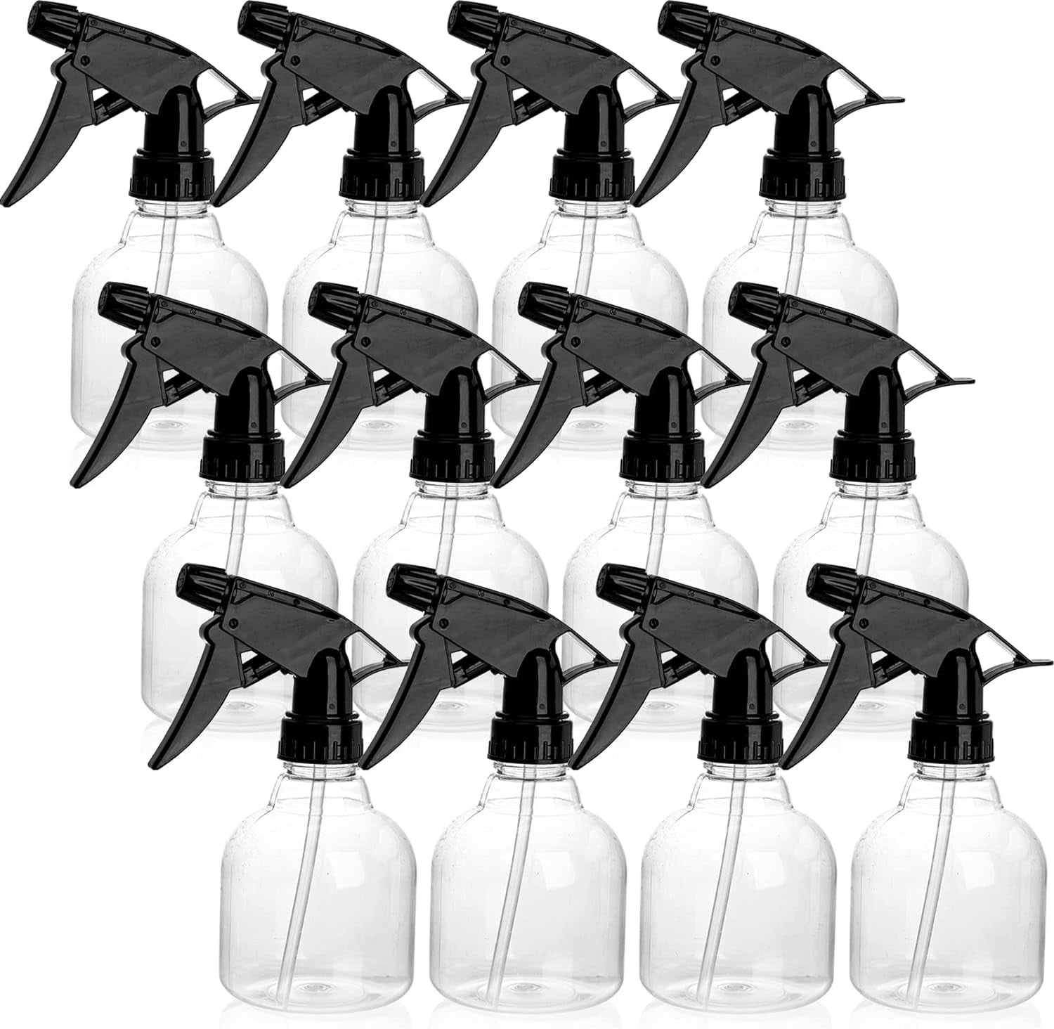 12 Pack 8 Oz Empty Plastic Spray Bottle with Black Trigger Sprayers ...
