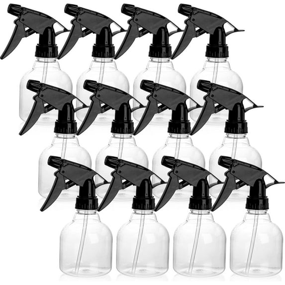12 Pack 8 Oz Empty Plastic Spray Bottle with Black Trigger Sprayers ...