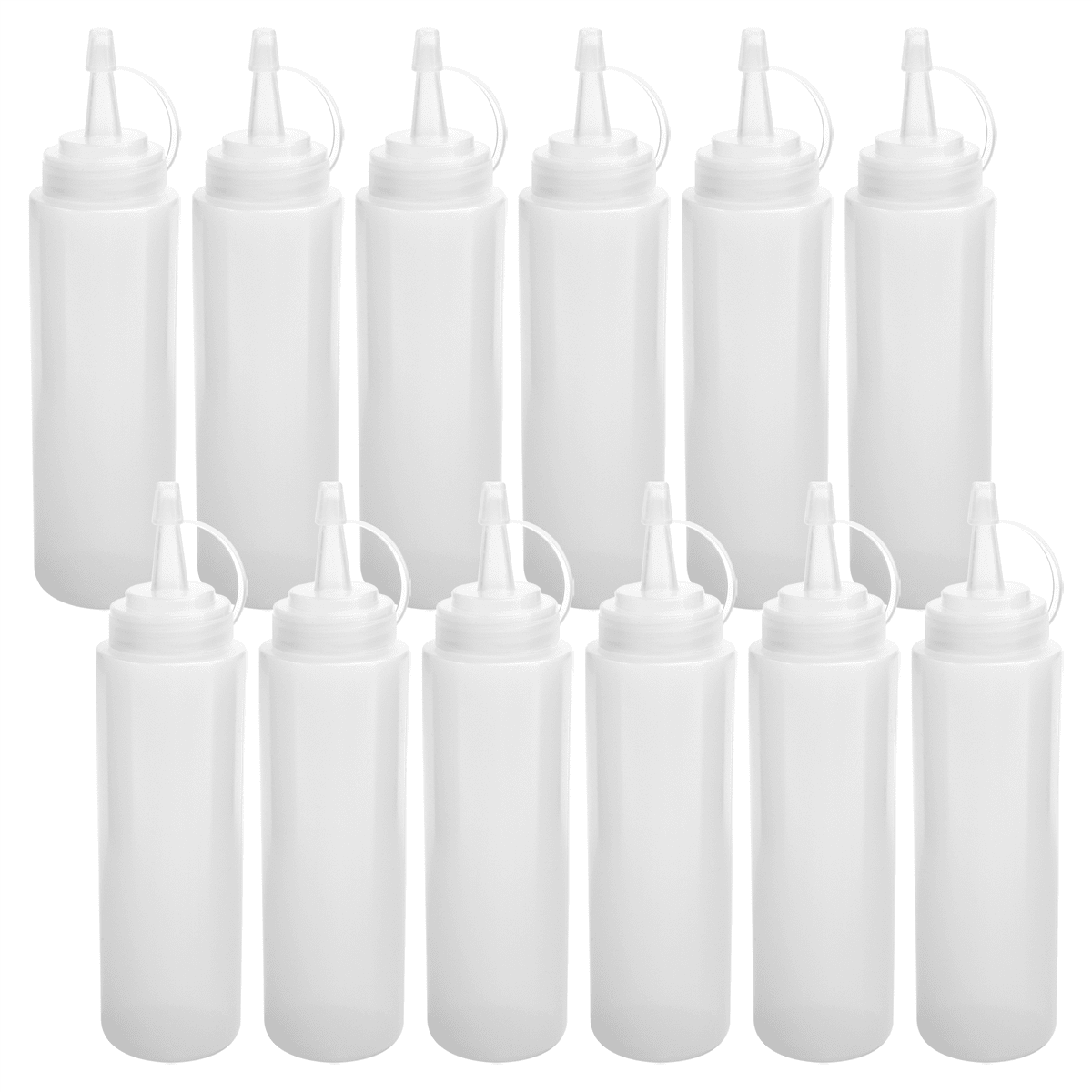 12 Pack 8 Oz Squeeze Squirt Condiment Bottles with Twist on Cap Lids ...