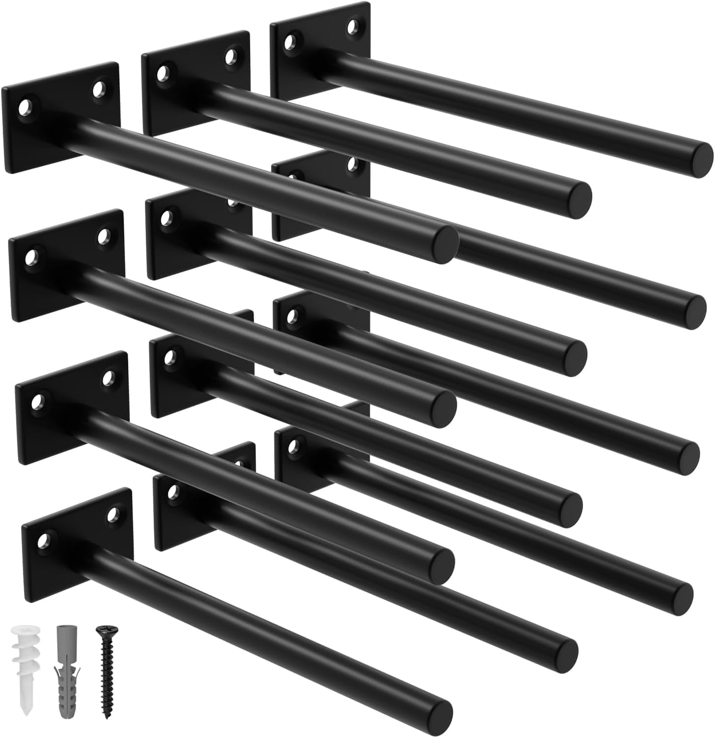 12-Pack 8 inch Floating Shelf Brackets, Hidden Shelf Bracket for Wood ...