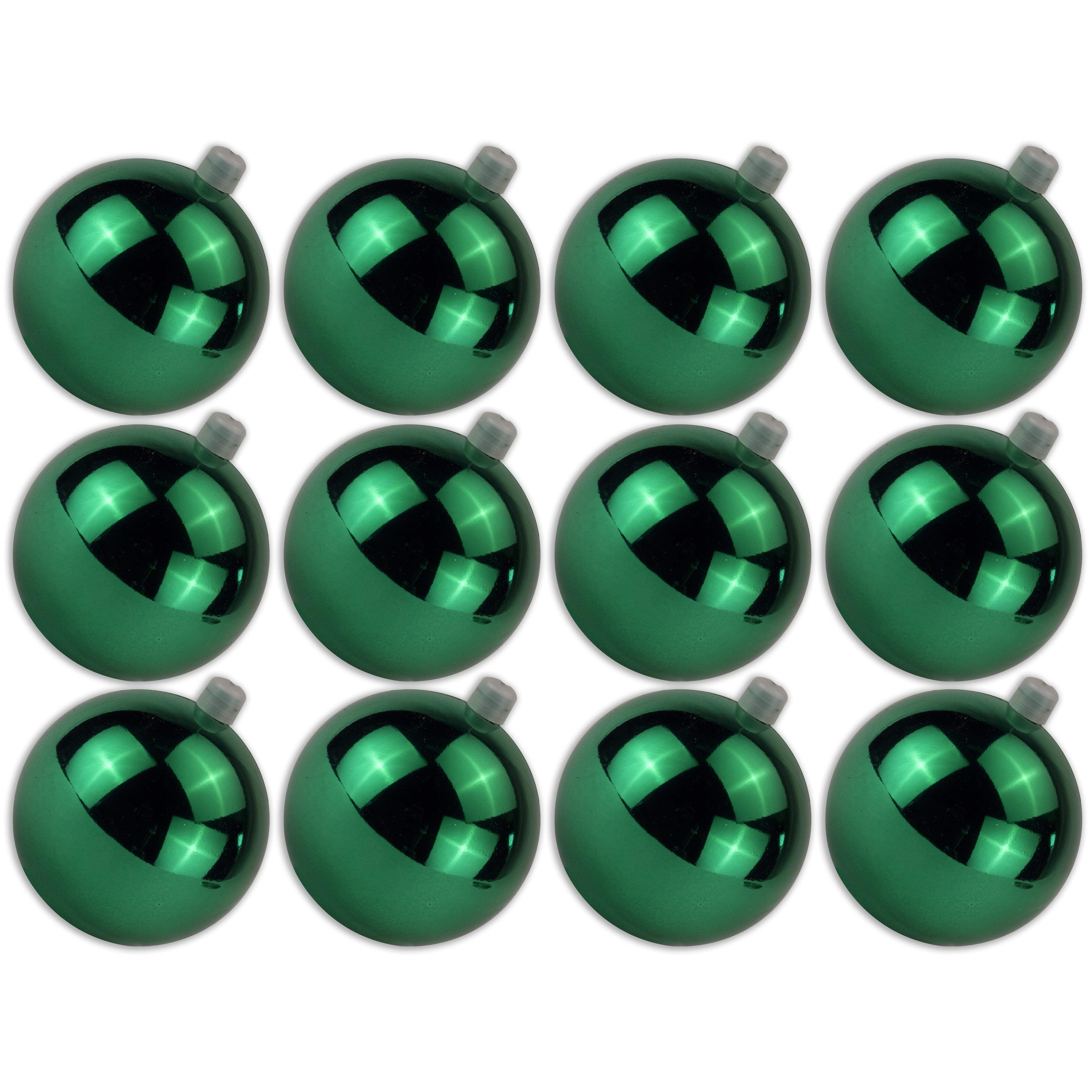 12 Pack 80mm 3" Shiny Green Ball Ornament with Wire and UV Coating ...