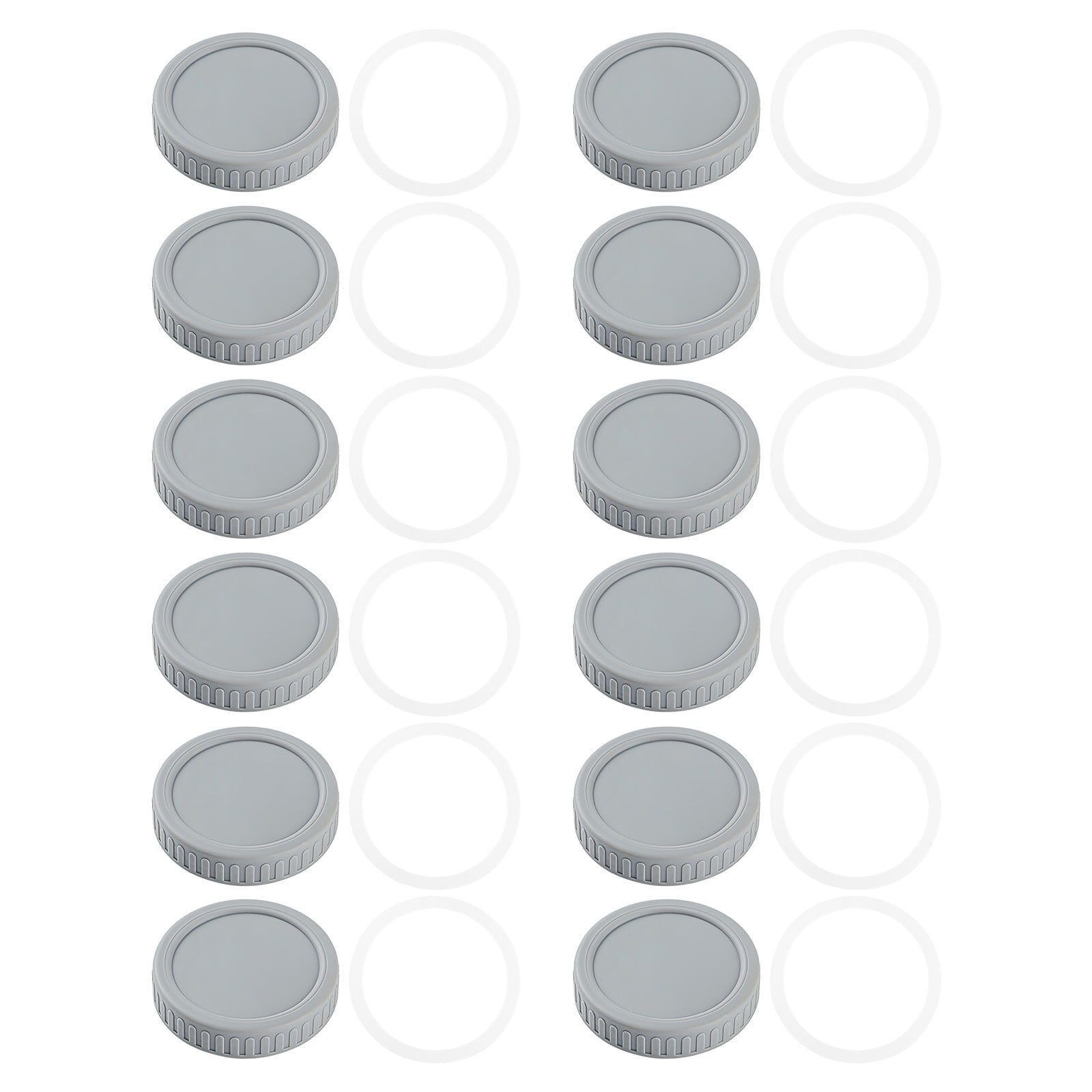 12 Pack 86mm Plastic Mason Jar Lids with Leak-Proof Silicone Ring ...