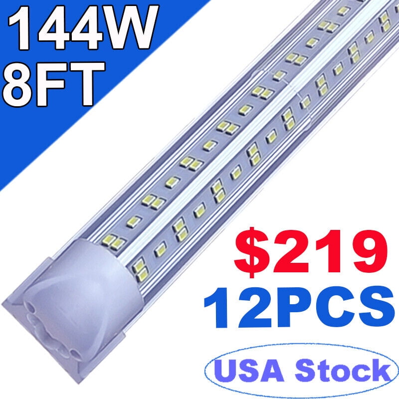 12 Pack 8FT Led Bulbs Plug and Play 144W 6500K T8 8 Foot Led Shop Light ...