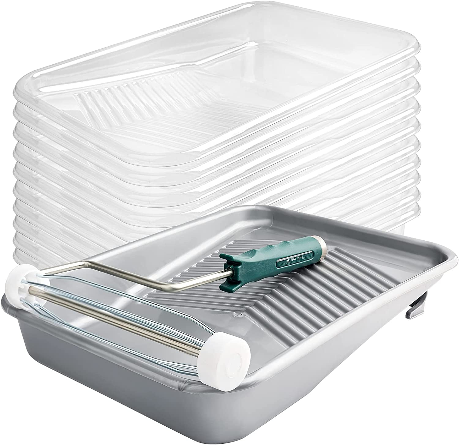 12 Pack 9 Inch Disposable Paint Tray with Liner and 5 Wire Roller Frame ...