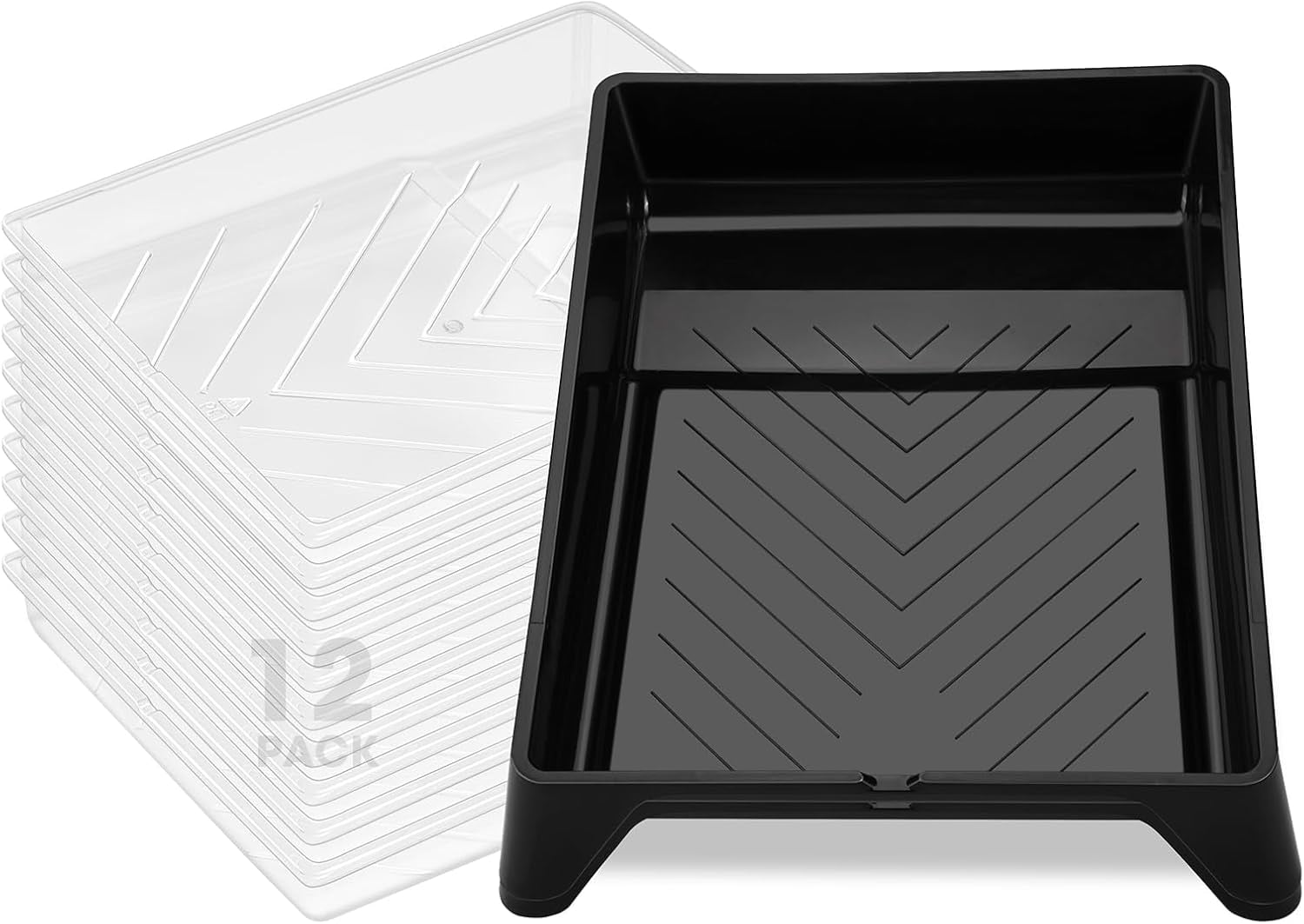 12 Pack 9 Inch Paint Tray and Liner Set, 10 Pcs Thickened Disposable ...
