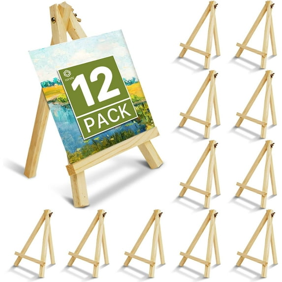 12 Pack 9 Inch Wood Easels, Easel Stand for Painting Canvases, Art, and ...