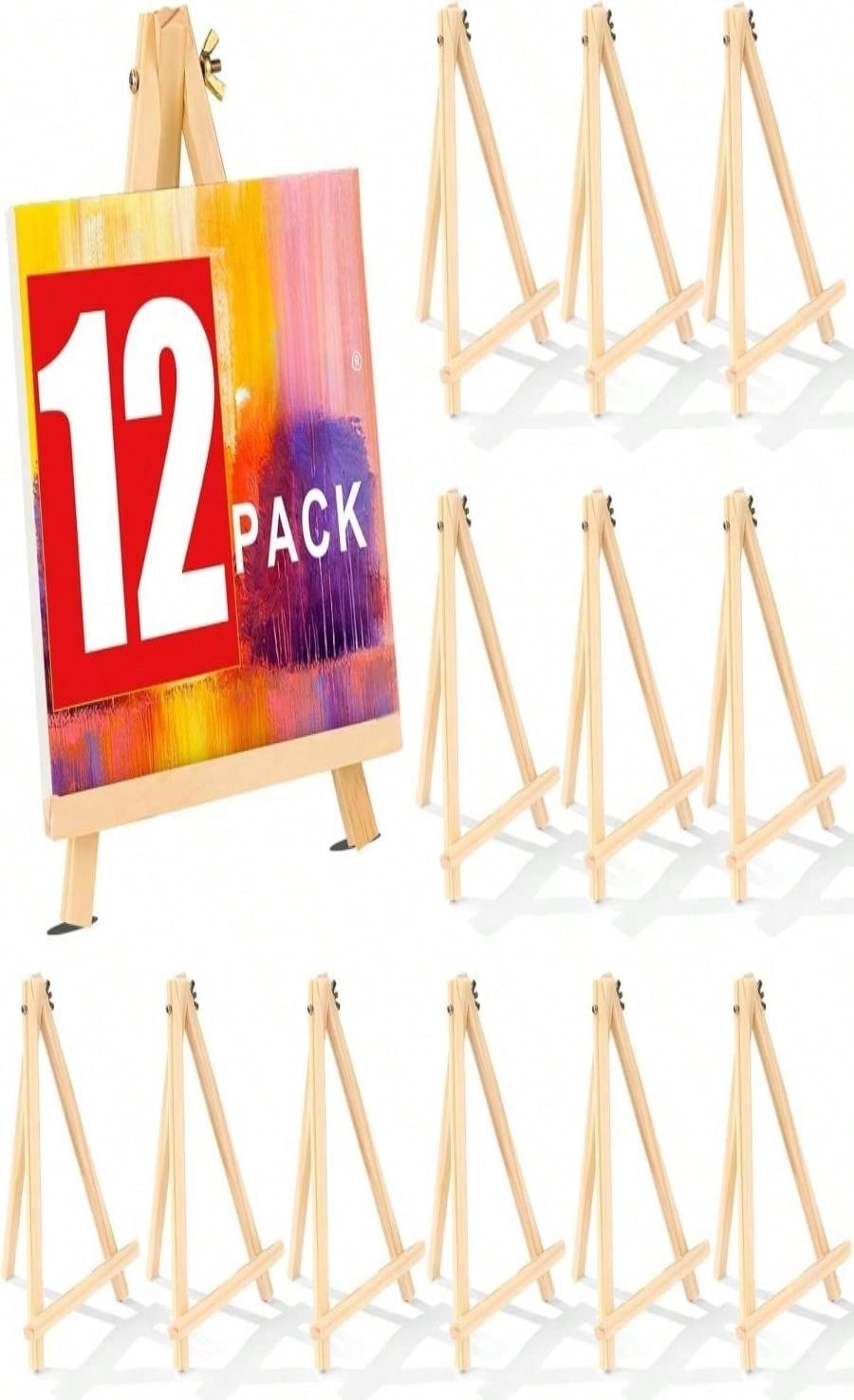 12 Pack 9 Inch Wood Easels, Easel Stand For Painting Canvases, Art, And ...
