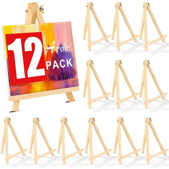 12 Pack 9 Inch Wood Easels, Easel Stand for Painting Canvases, Art, and ...