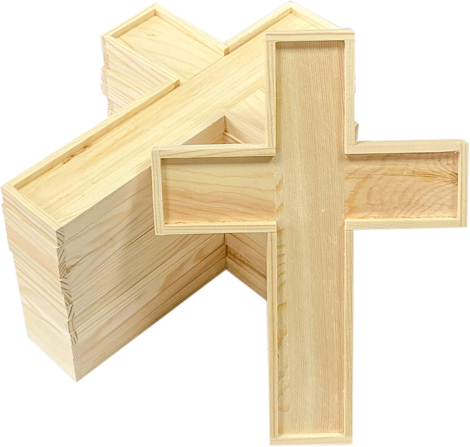 12 Pack 9 Inches Unfinished Wood Crosses Natural Solid Wooden Cross ...