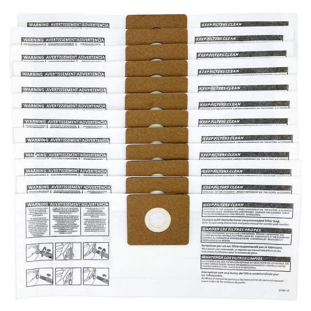 12 Pack 90668 Type B Filter Bags Compatible with Shop Vac 2-2.5 Gallon ...