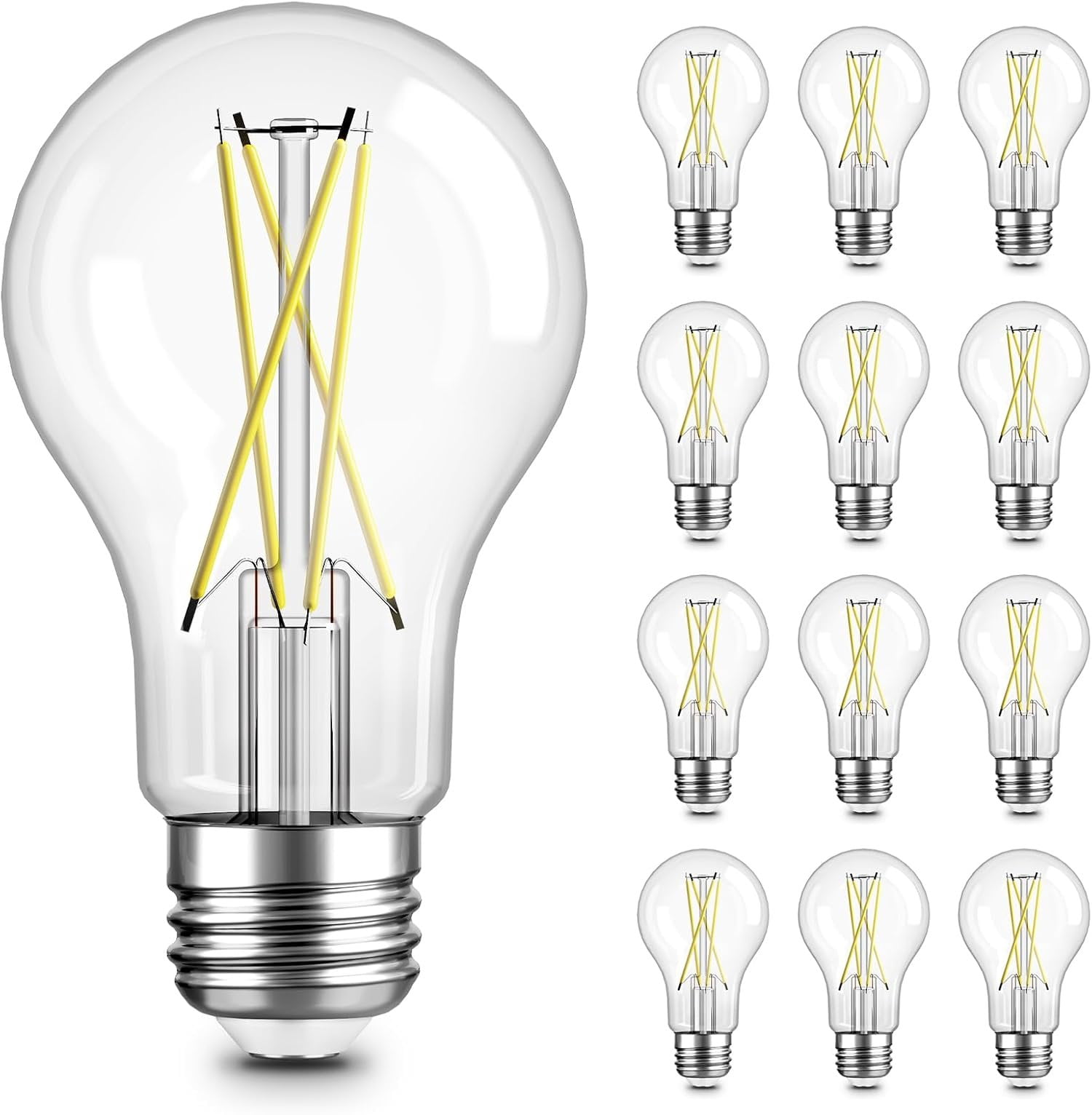 12 Pack A19 LED Edison Bulbs, Dimmable, 60W Equivalent, High Brightness ...