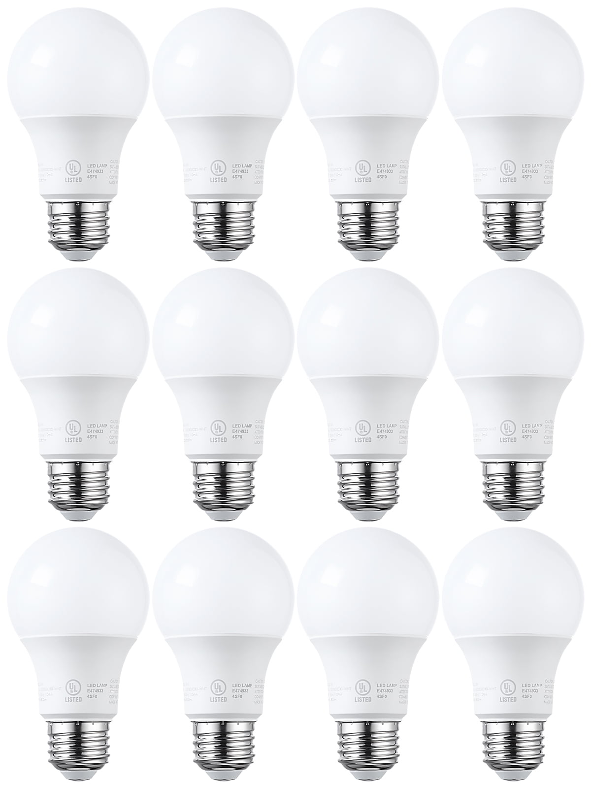 12 Pack A19 LED Light Bulbs 60W Equivalent, Aluminum Housing, Dimmable ...
