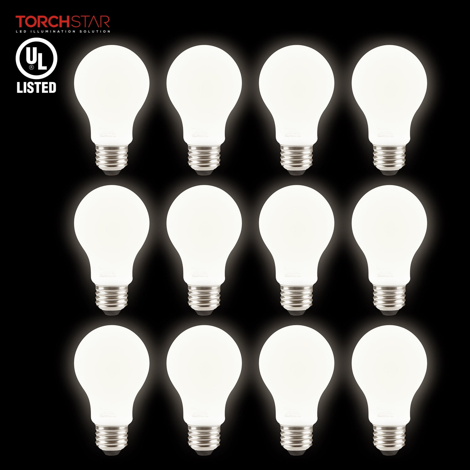 12 Pack 9W LED Dimmable A19 Filament Light Bulb, Milky Frosted Glass ...