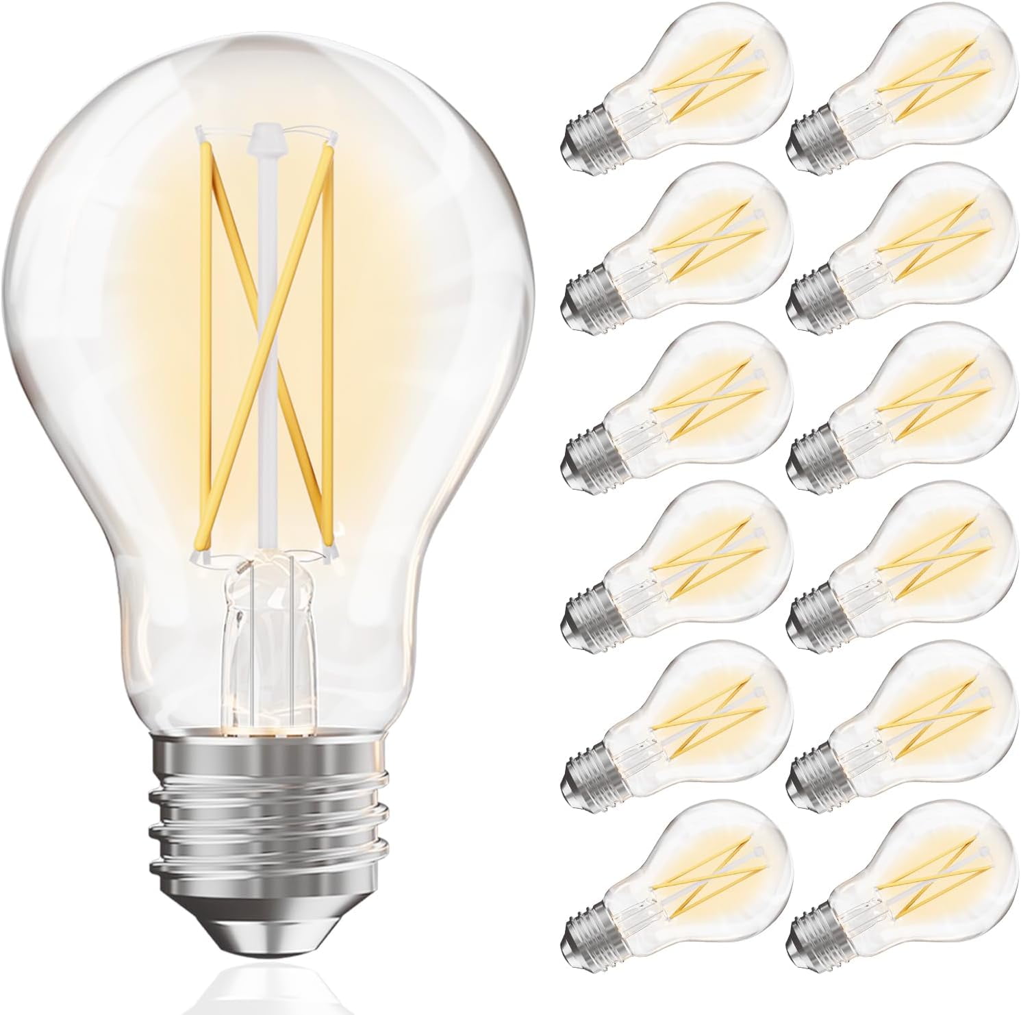 12 Pack A19 Vinta LED Edison Bulbs, Dimmable, 60W Equivt, High ...