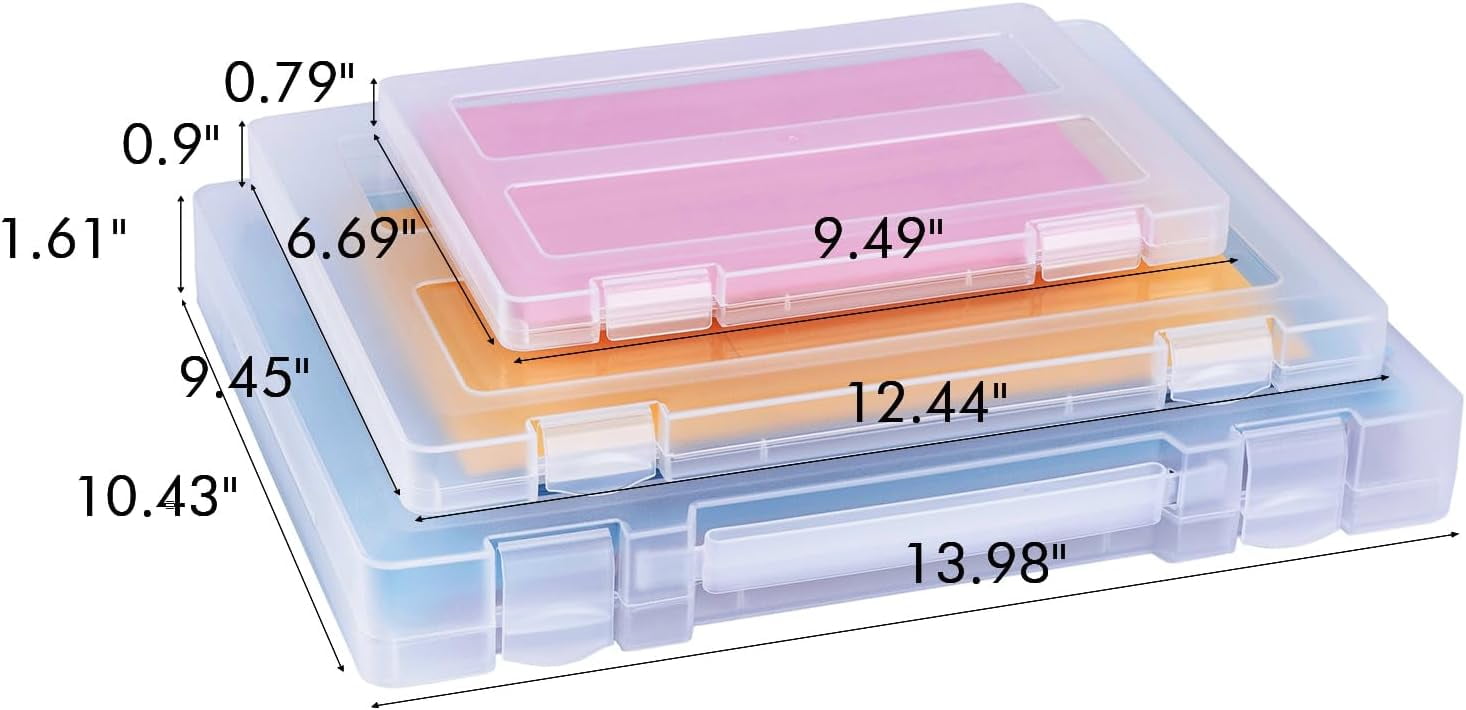 12 Pack A4 Paper Storage Boxes, 8.5 x 11 Plastic Portable Project Case ...