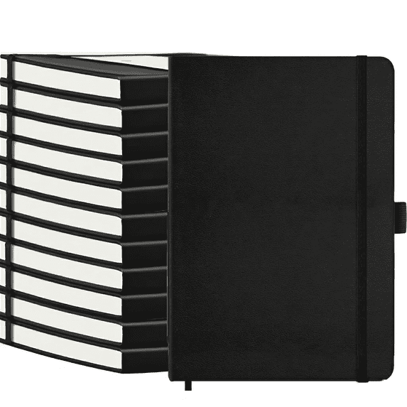 12-Pack A5 Black Leather Journals, 160 Pages 80GSM Wide Ruled Notebooks ...