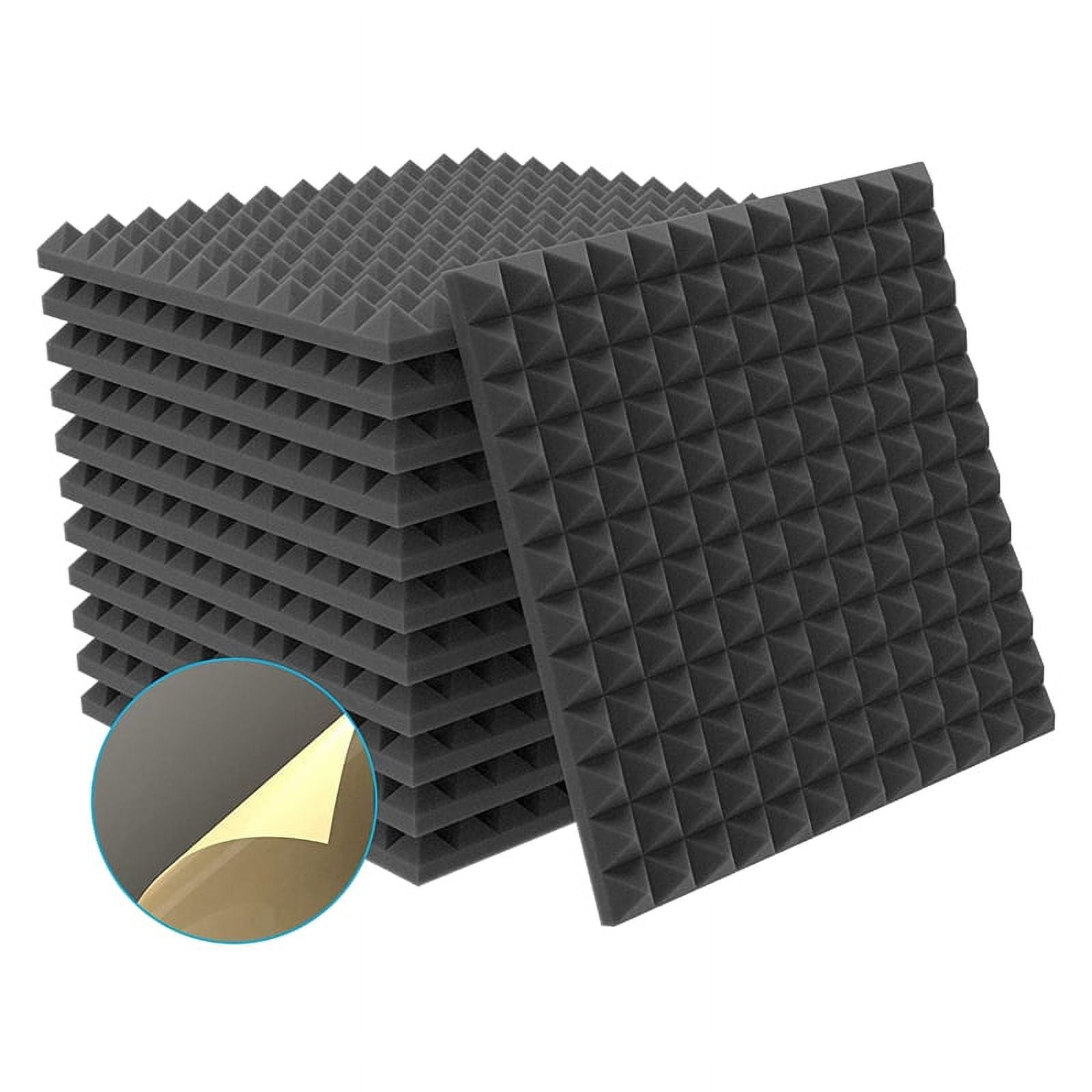 12 Pack Acoustic Foam Self-Adhesive Pyramid Foam,Sound Insulation Sound ...